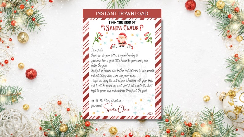 Santa Letter Editable Template Printable Instant Download - Etsy