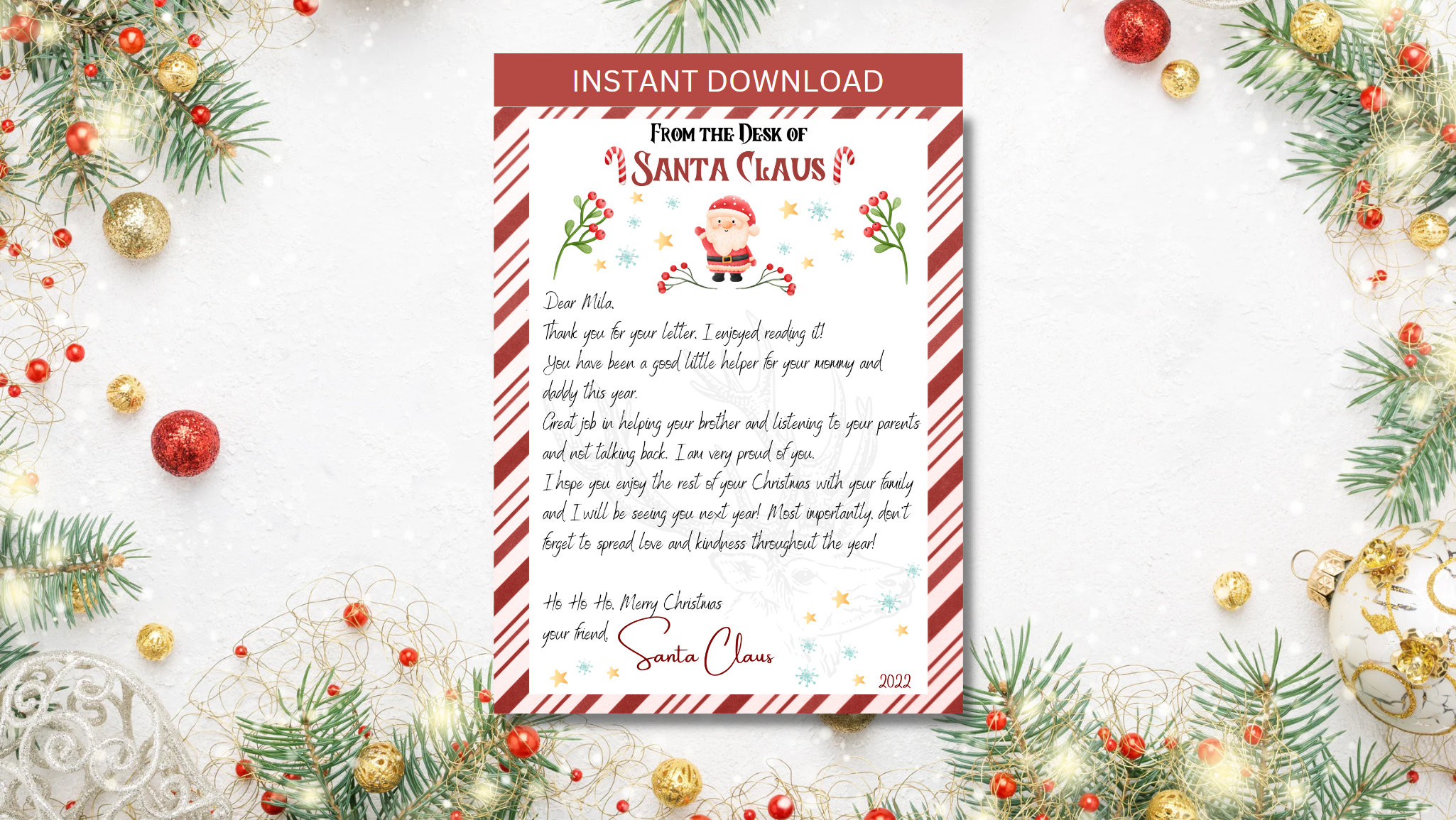 Santa Letter Editable Template Printable Instant Download - Etsy