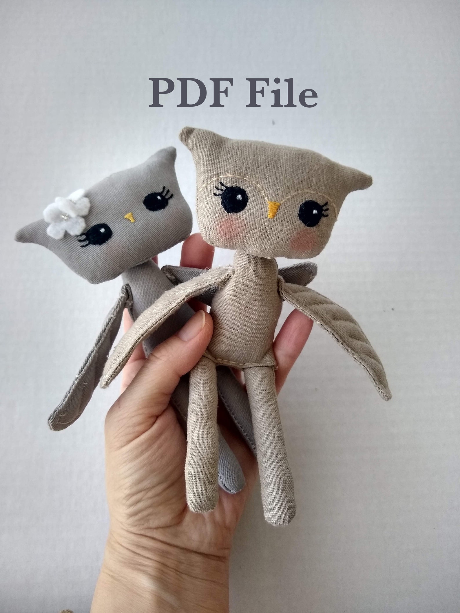 PDF Digital Doll Pattern Sewing Template and Instructions. 6 Owl Doll ...