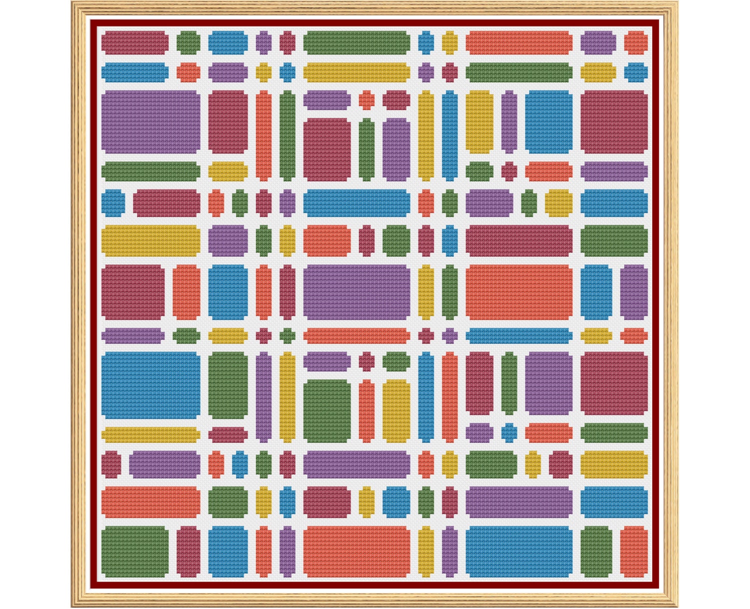 Geometric 7 Bricks Counted Cross Stitch Pattern x-stitch - Etsy