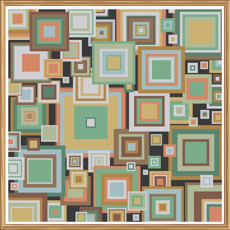 Geometric 5 Retro Frames Counted Cross Stitch Pattern | Etsy