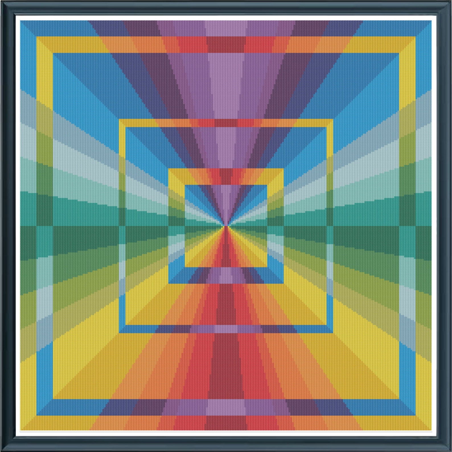 Geometric 2 Rainbow Squares Counted Cross Stitch Pattern | Etsy