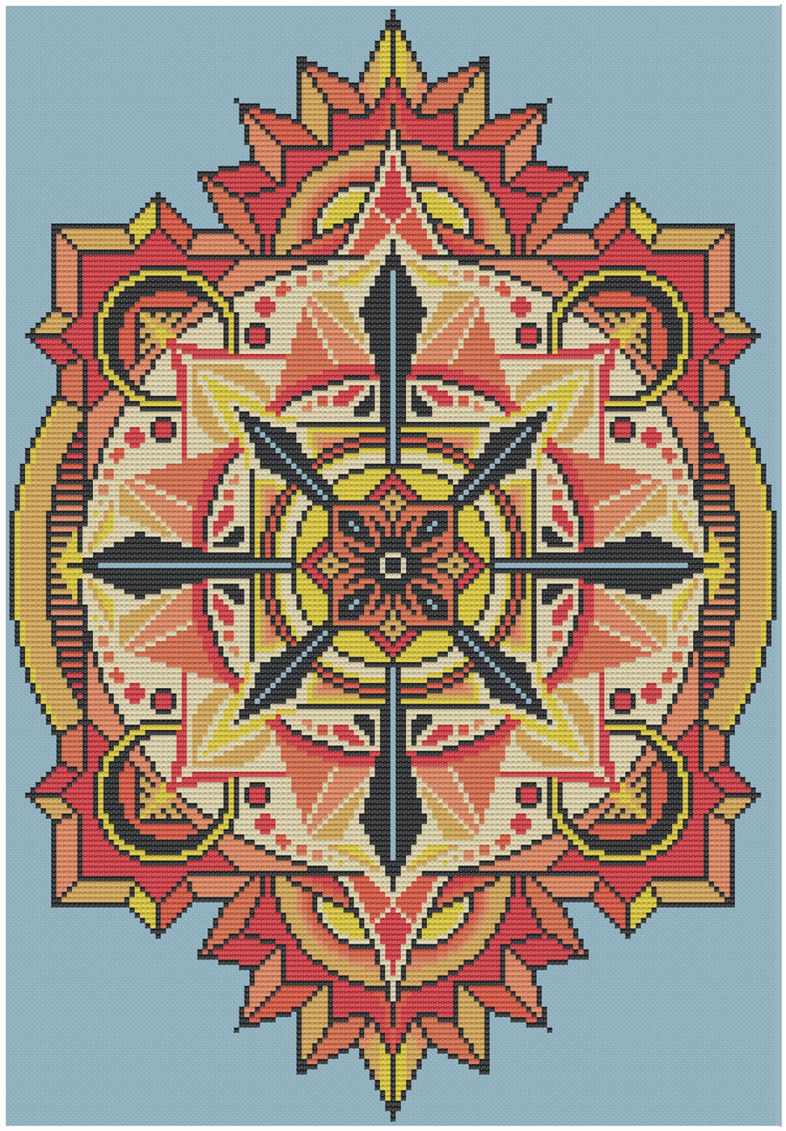 Geometric 18 - Compass - Counted Cross Stitch Pattern (x-stitch PDF) - Etsy