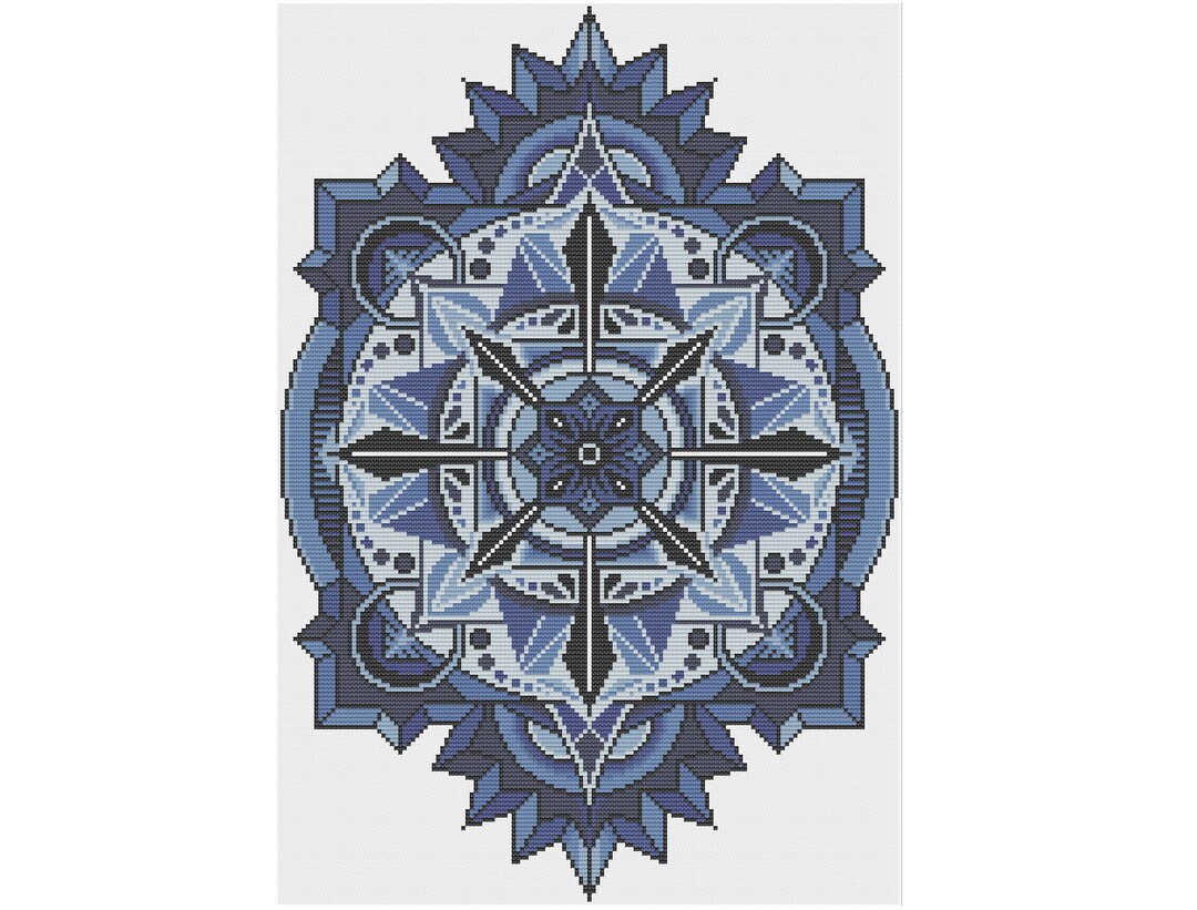 Geometric 18 - Compass - Counted Cross Stitch Pattern (x-stitch PDF) - Etsy