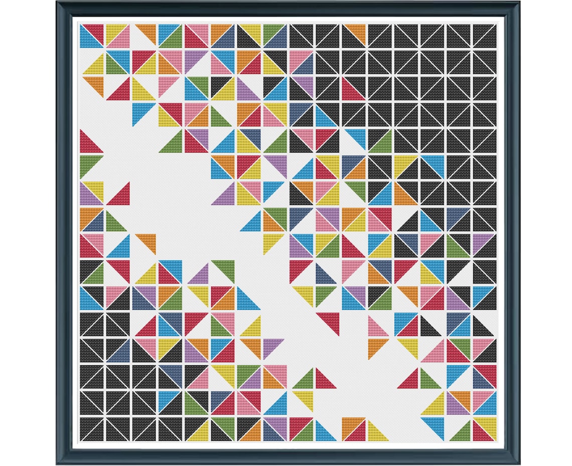 Geometric 14 Deconstructed Triangles Counted Cross Stitch | Etsy