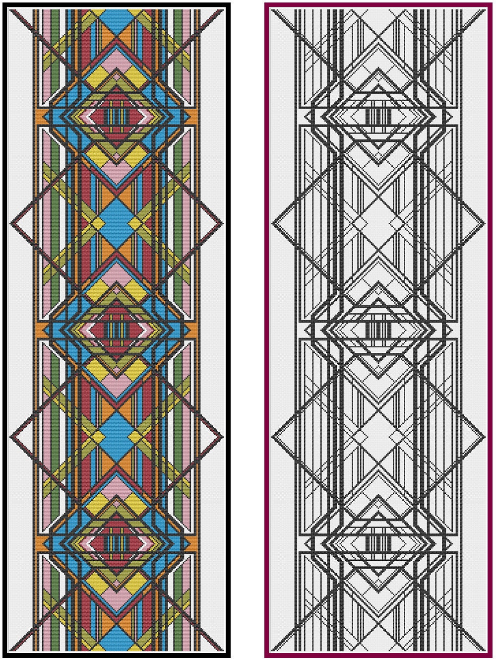 Art Deco 2 Circuits Counted Cross Stitch Pattern x-stitch | Etsy