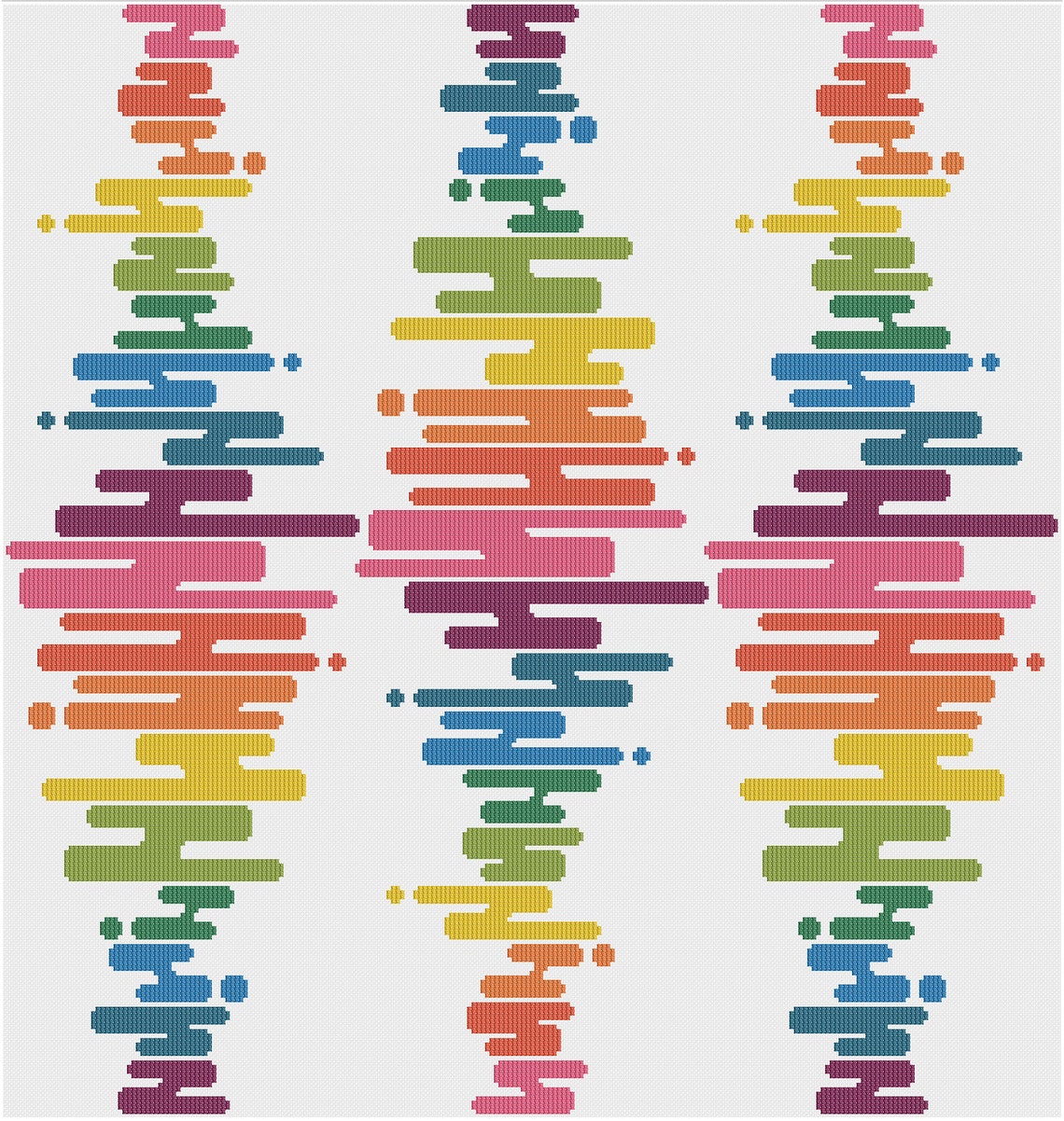 Abstract 3 - Rainbow Conga - Counted Cross Stitch Pattern (x-stitch PDF ...