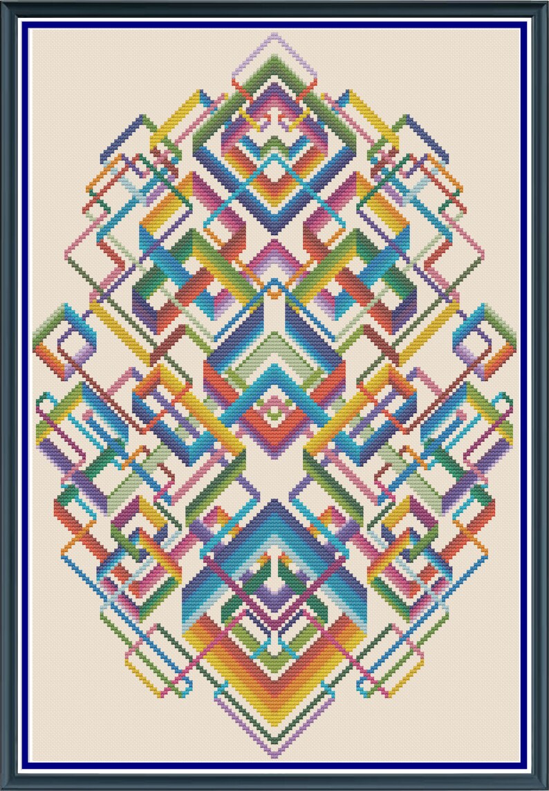 Geometric 1 - Rainbow Ribbons - Counted Cross Stitch Pattern (x-stitch ...
