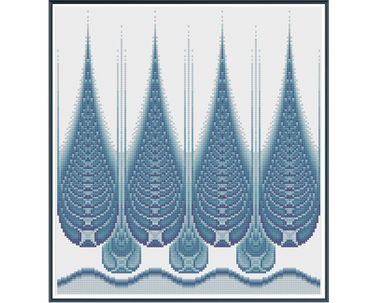 Fractal 2 - Blue Droplets - Counted Cross Stitch Pattern (x-stitch PDF ...