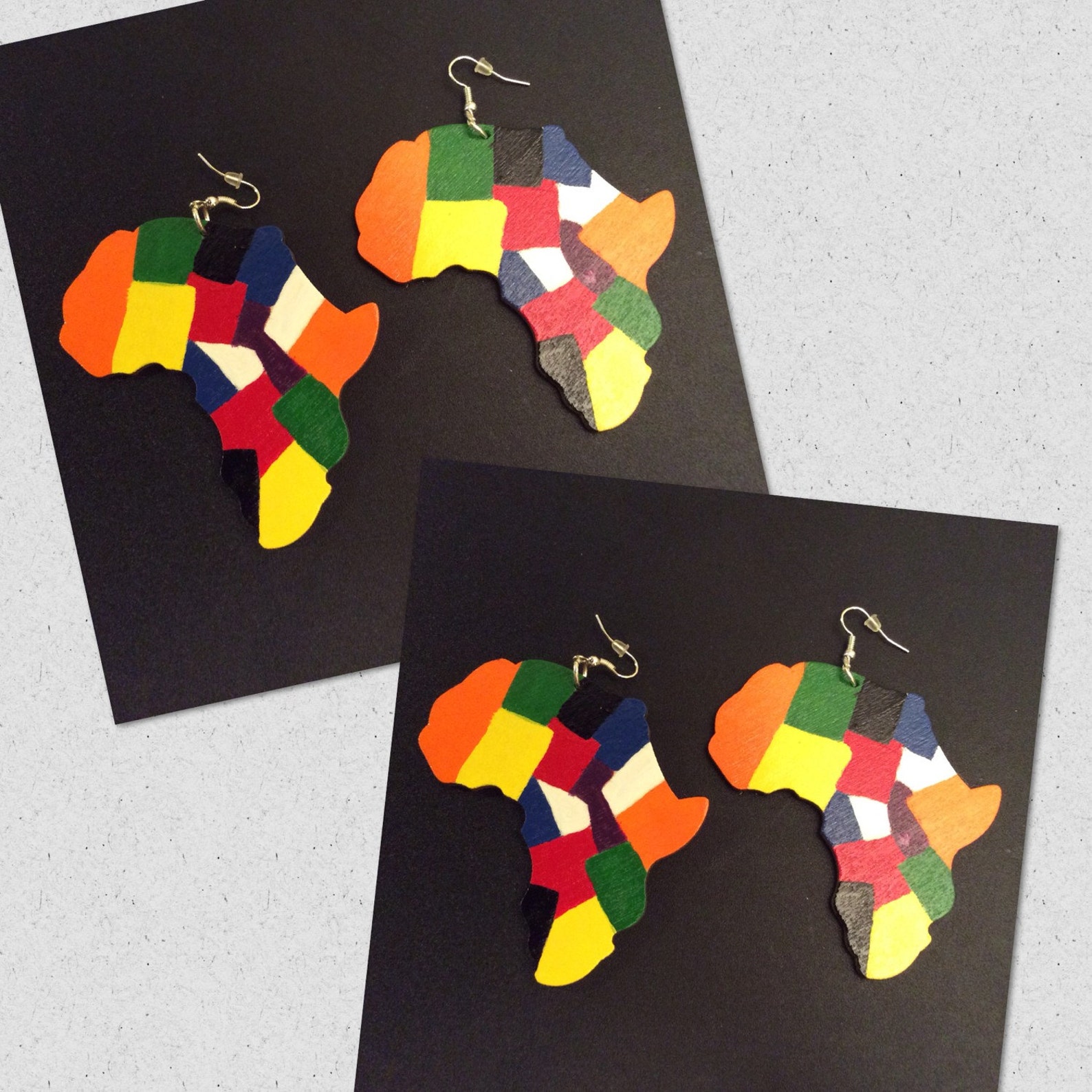 Hand Painted African Map Earrings | Etsy