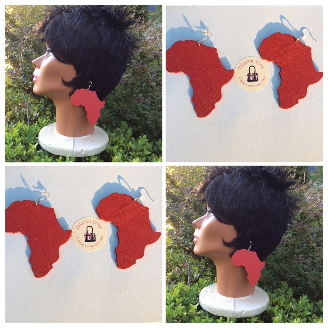 Hand Painted African Map Earrings - Etsy
