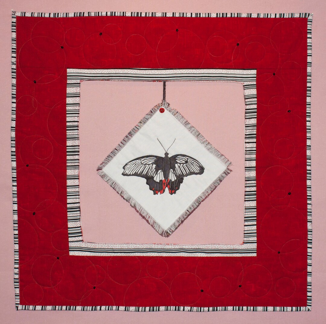 Scarlet Mormon Butterfly Mini-quilt in a Red Quilted Frame Art Quilt - Etsy