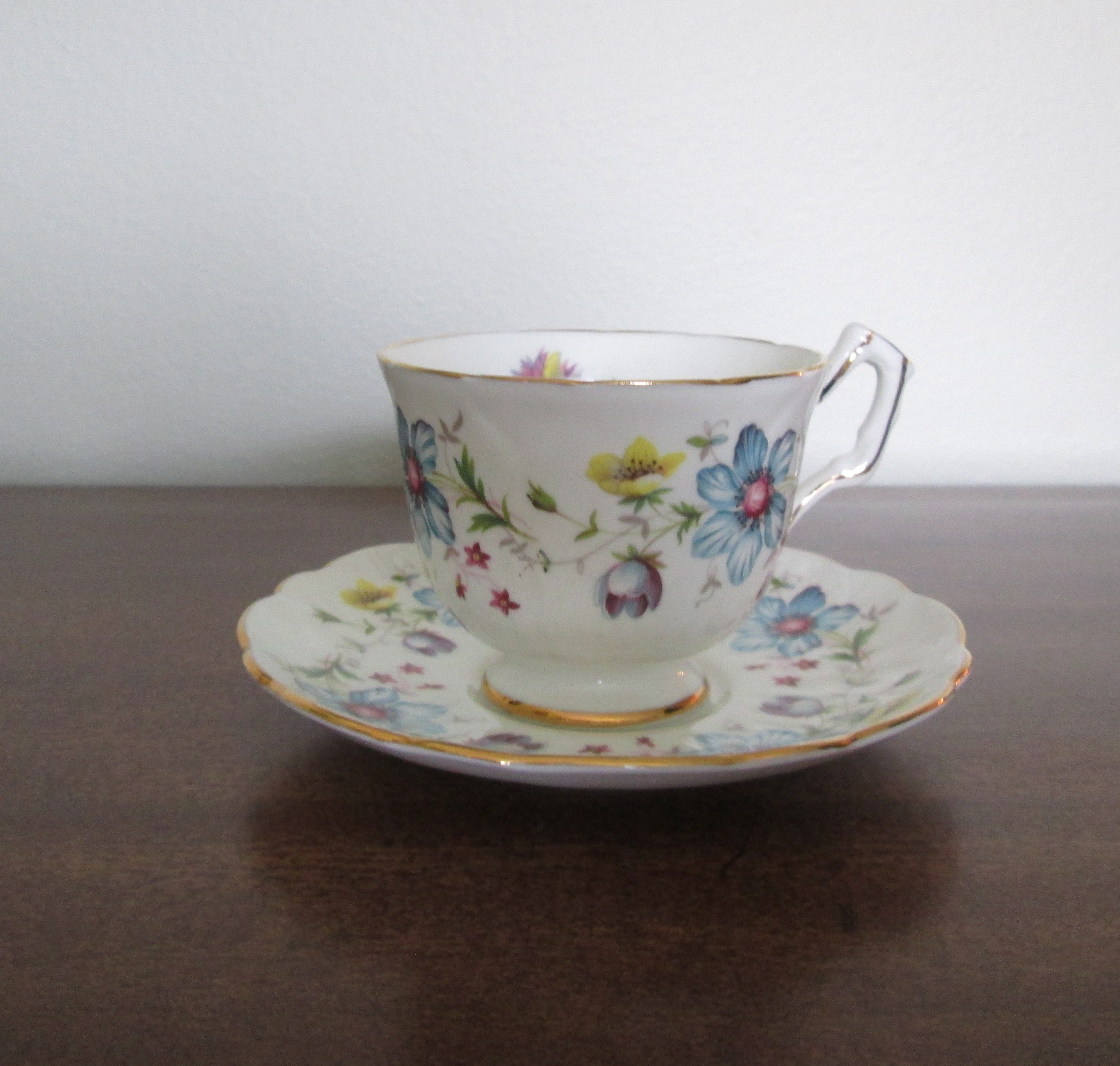 Aynsley Teacup and Saucer/wildflowers/blue Flower Teacup and Saucer ...