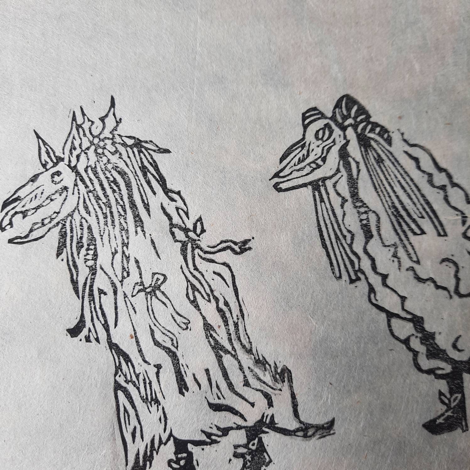 Handmade Linocut Print Mari Lwyd Old Tup and the Broad - Etsy