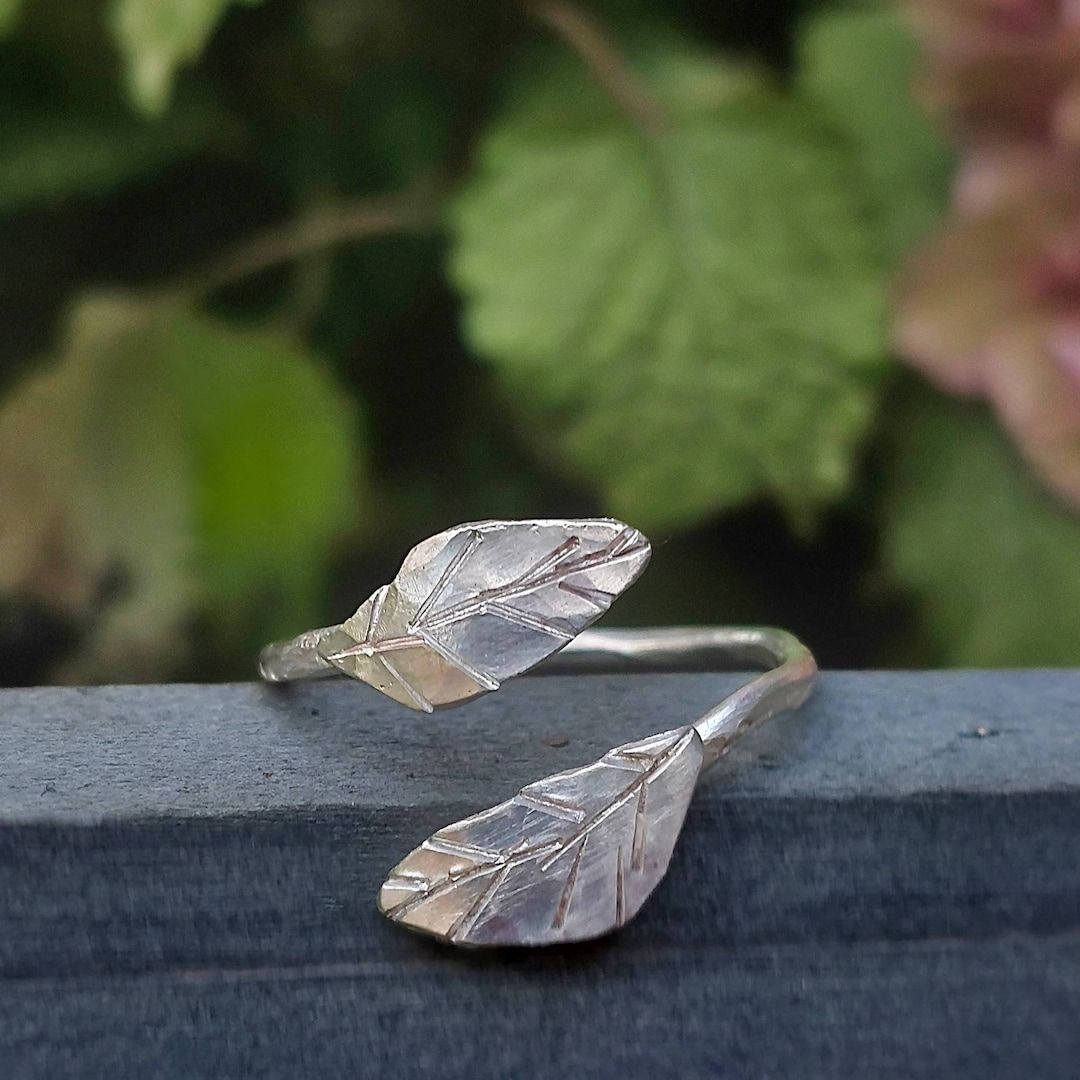 Handmade Recycled Silver Leaf Open Wrap Ring Lorien - Etsy