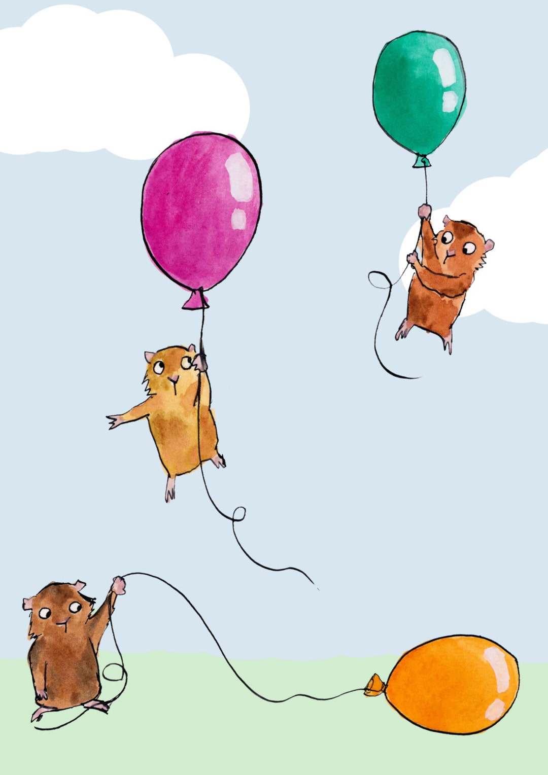 Handmade Greetings Card - Guinea Pig Sunk - Etsy