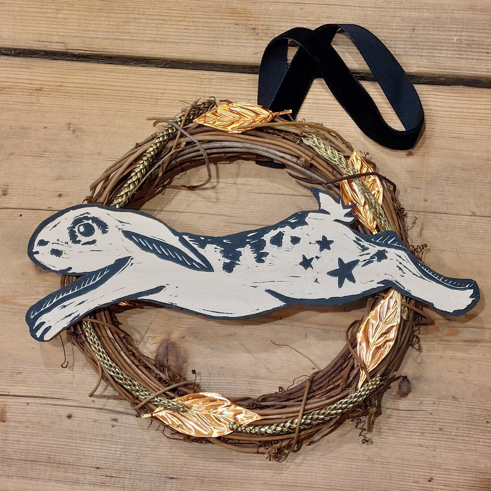 Handmade Wooden Rabbit / Hare Wreath - Etsy