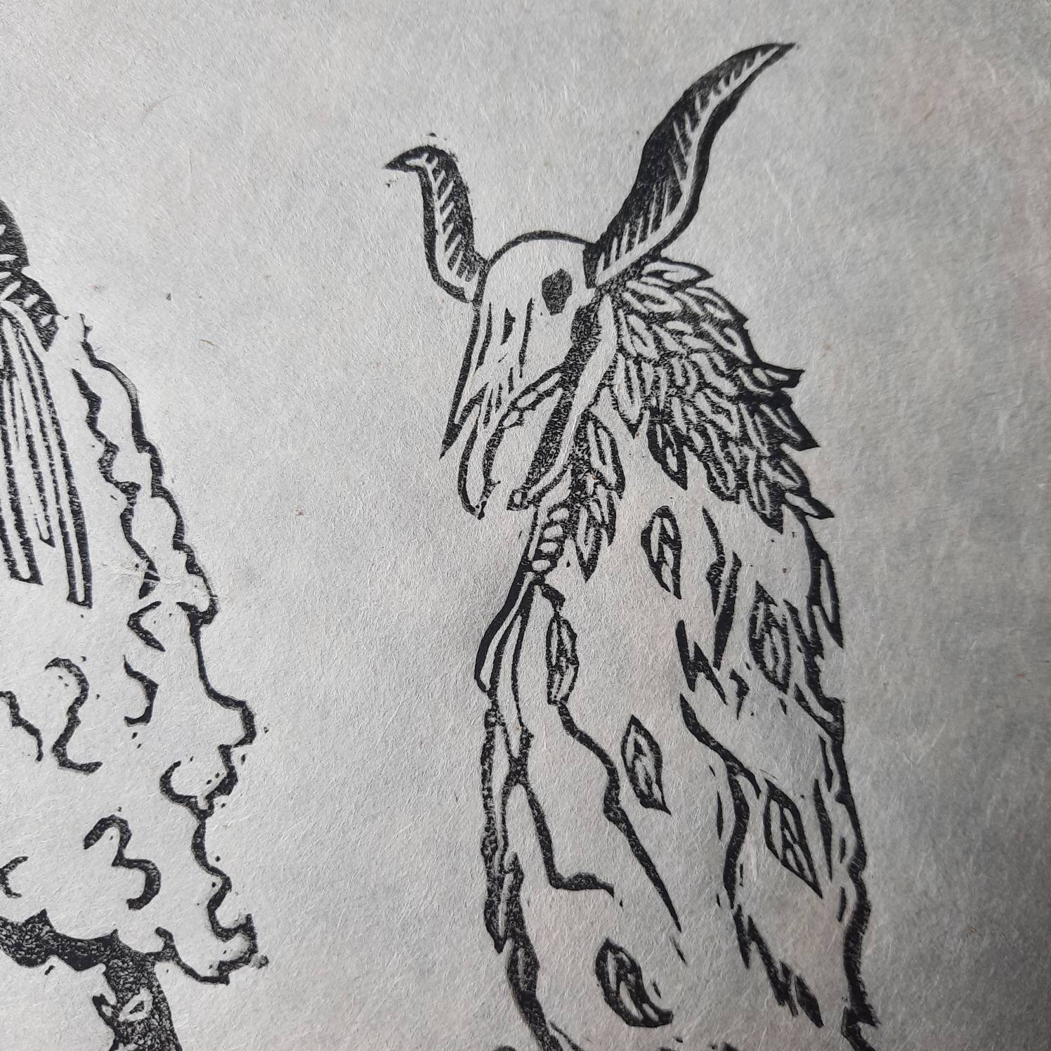 Handmade Linocut Print Mari Lwyd Old Tup and the Broad - Etsy