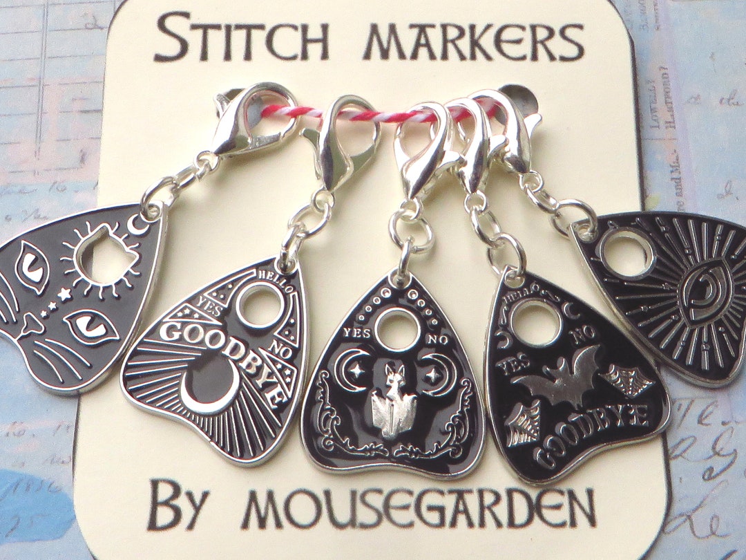 Gothic Cat Ouija Stitch Marker Set of 5 Ouija Board Planchettes ...