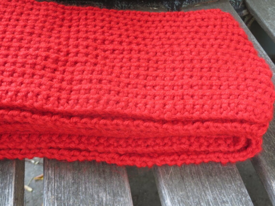 Red Knit Scarf Rib Knit 72 inches Plain Red Scarf ready to | Etsy