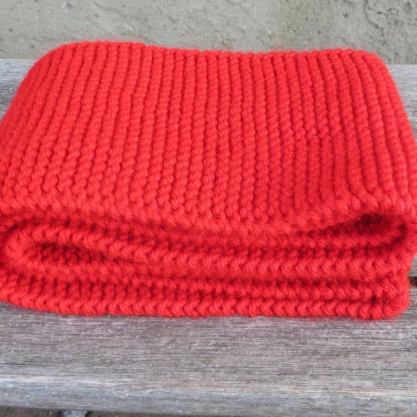 Red Knitted Scarf - Etsy