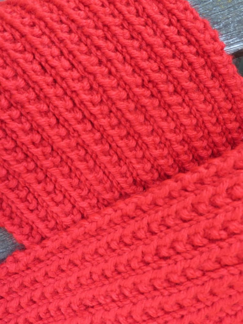 Red Knit Scarf Rib Knit 72 inches Plain Red Scarf ready to | Etsy