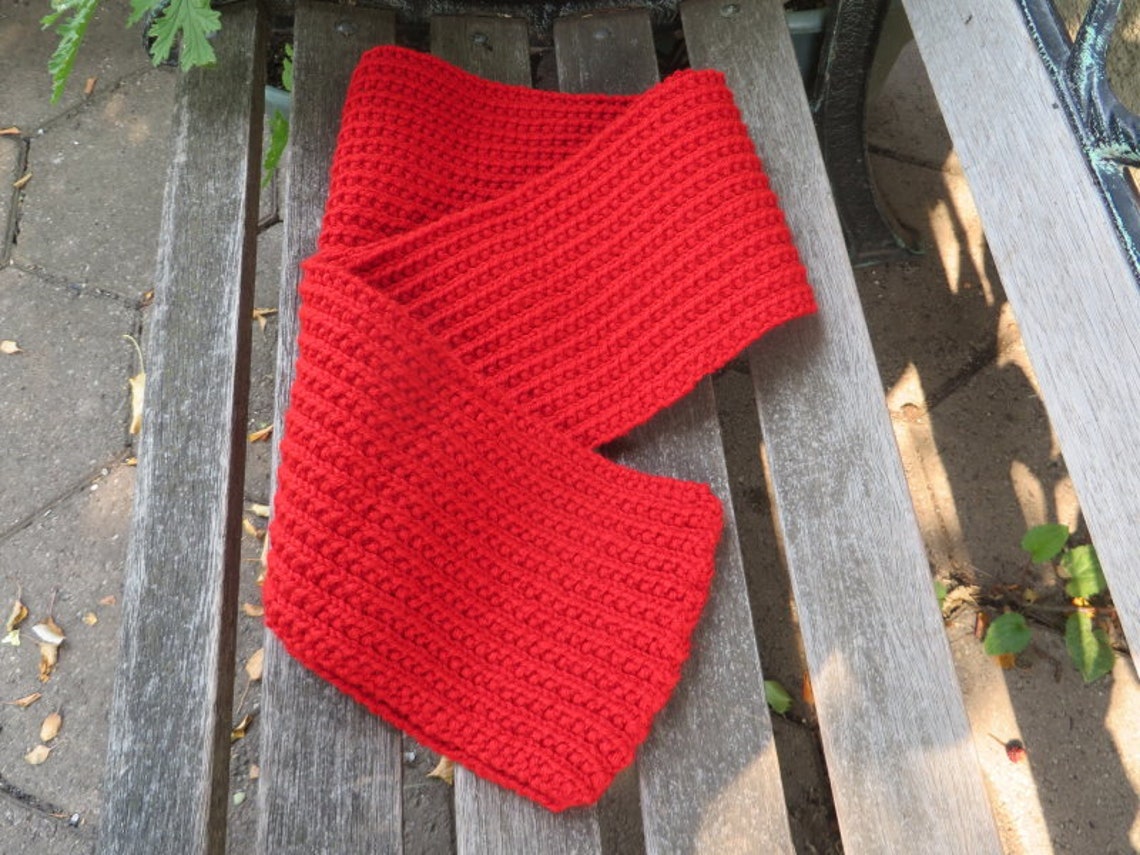 Red Knit Scarf Rib Knit 72 inches Plain Red Scarf ready to | Etsy
