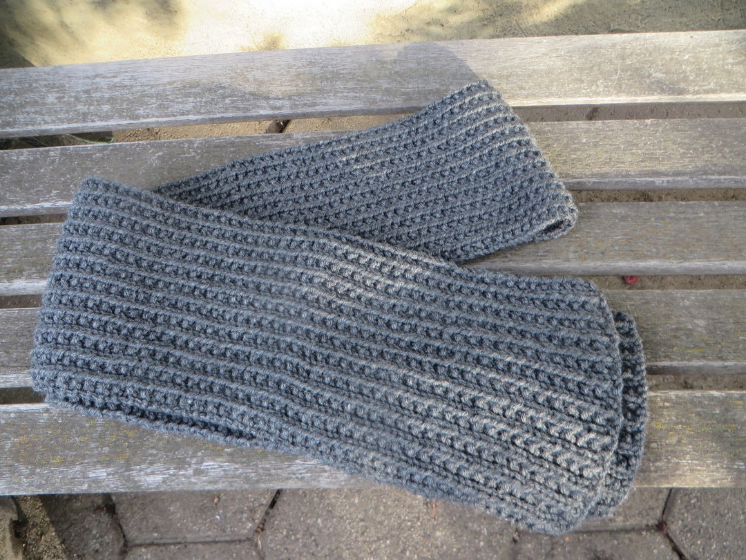 Dark Grey Hand Knit Scarf, 72 Inches Long, Hand Knitted Charcoal Gray ...