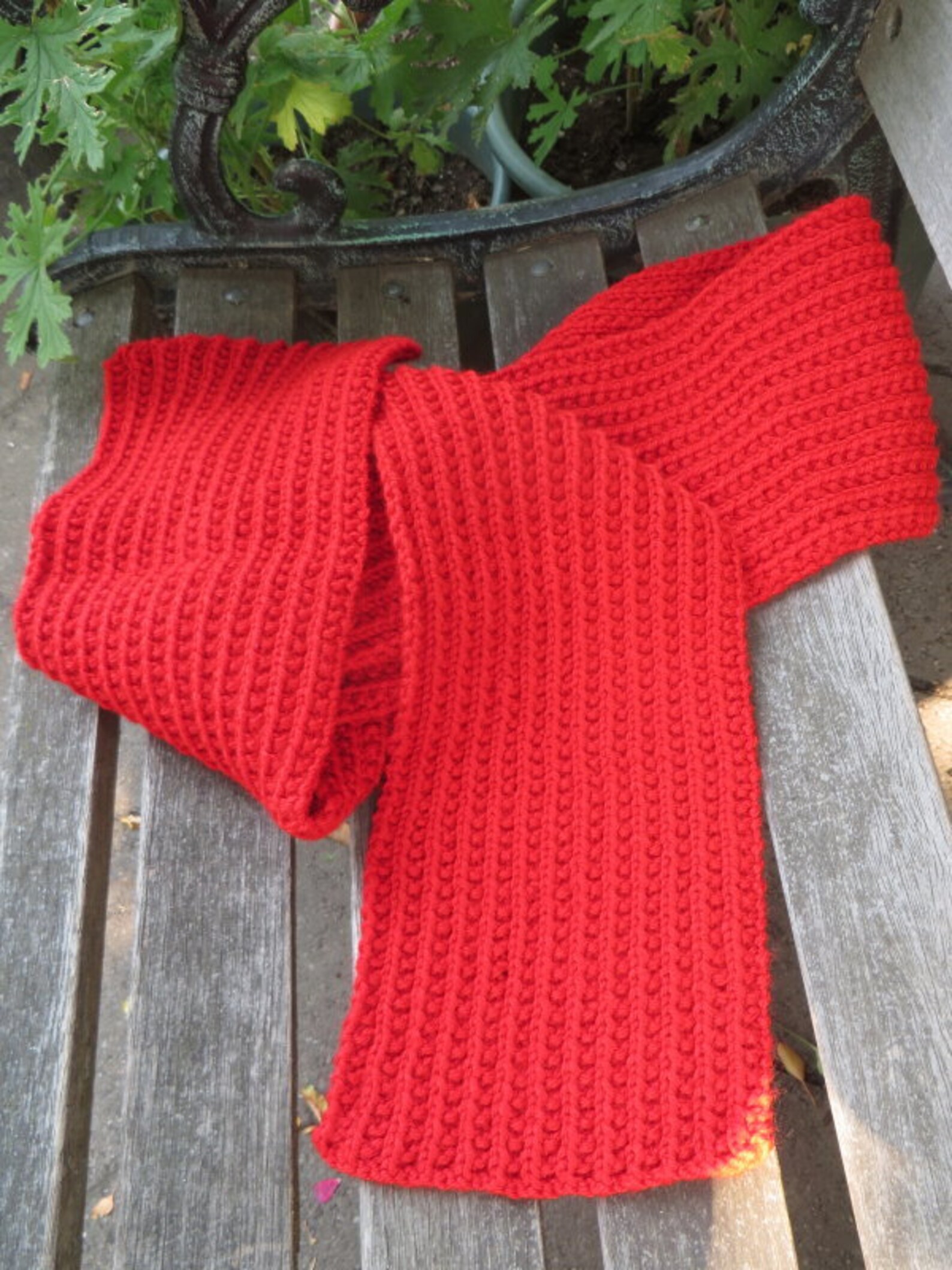 Red Knit Scarf Rib Knit 72 inches Plain Red Scarf ready to | Etsy