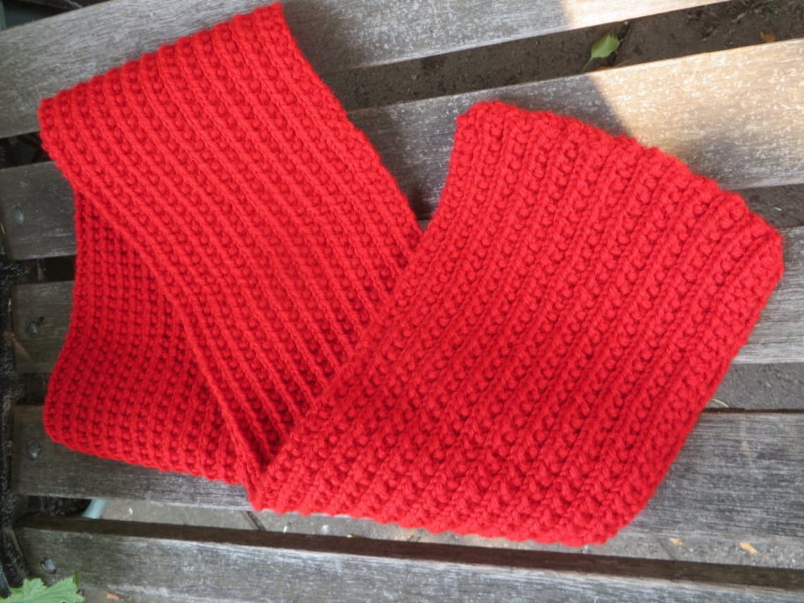 Red Knit Scarf Rib Knit 72 inches Plain Red Scarf ready to | Etsy