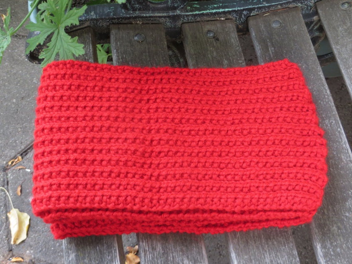 Red Knit Scarf Rib Knit 72 inches Plain Red Scarf ready to | Etsy