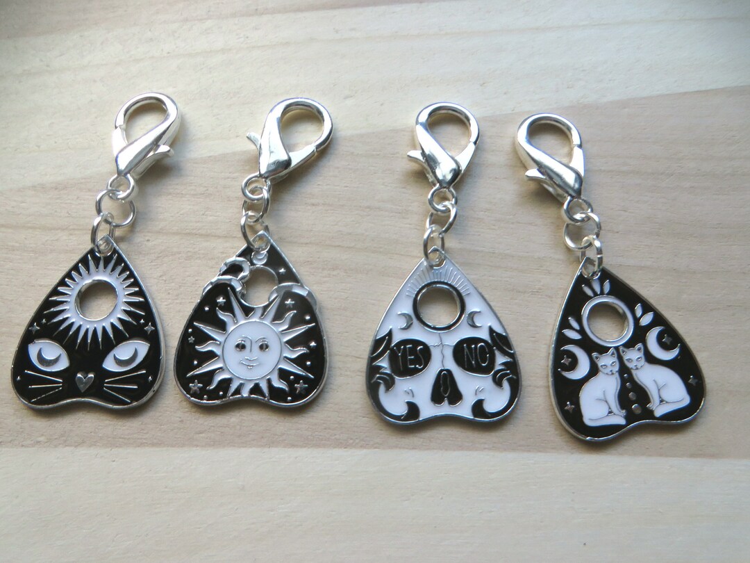 Gothic Ouija Stitch Marker Set of 4 Ouija Board Cats, Sun, Skulls ...