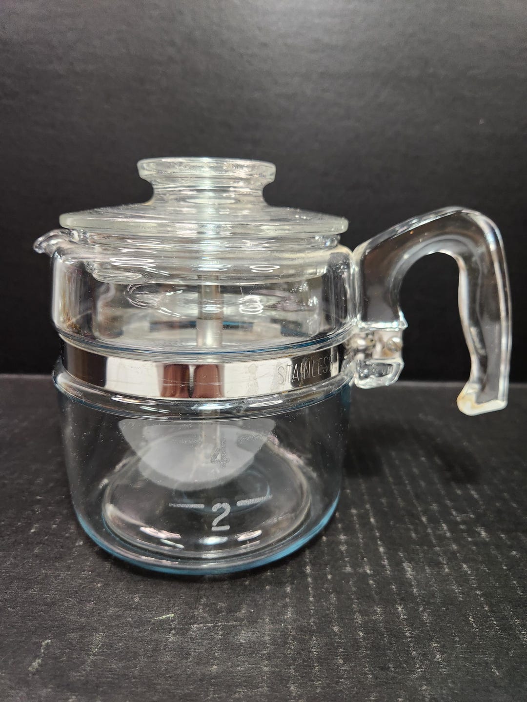 PYREX Flameware 4-cup Glass Stovetop Percolator Coffee Maker Complete ...