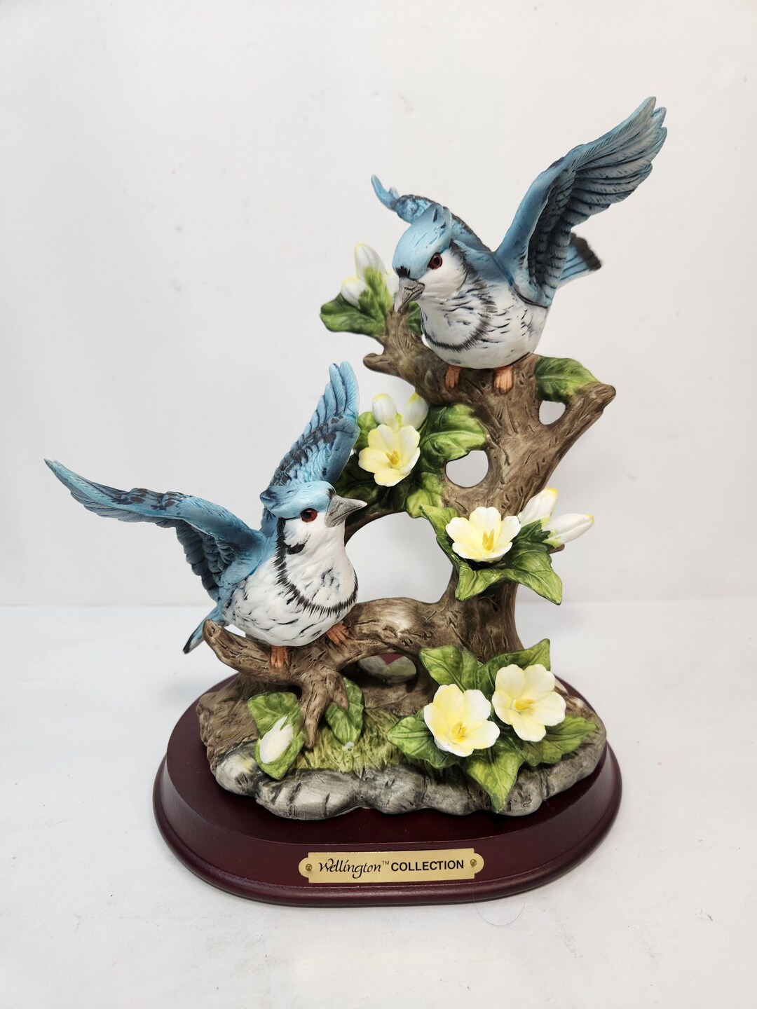 Blue Jays Wellington Collection Porcelain With Wood Stand Figurine Hand ...