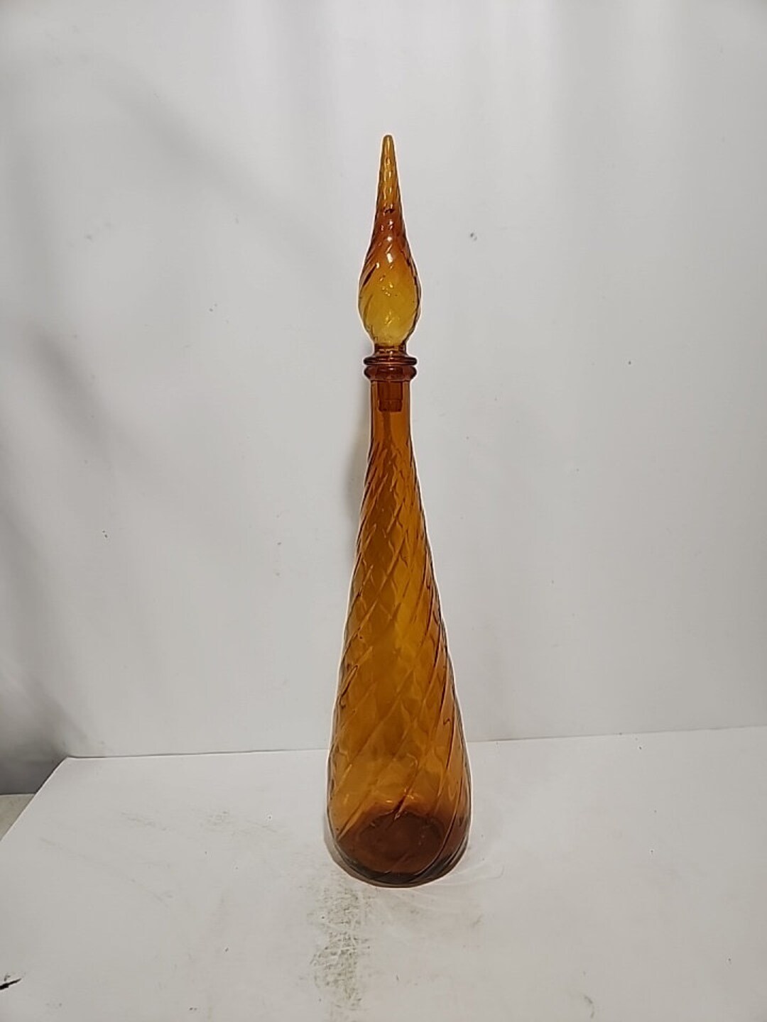 Guildcraft Mid Century Modern Amber Swirl Genie Bottle Decanter Empoli ...