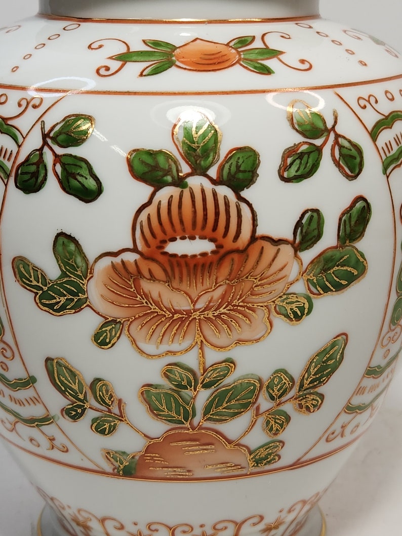 Vintage Andrea by Sadek Chinoiserie Ginger Jar Floral Lid Made in Japan ...
