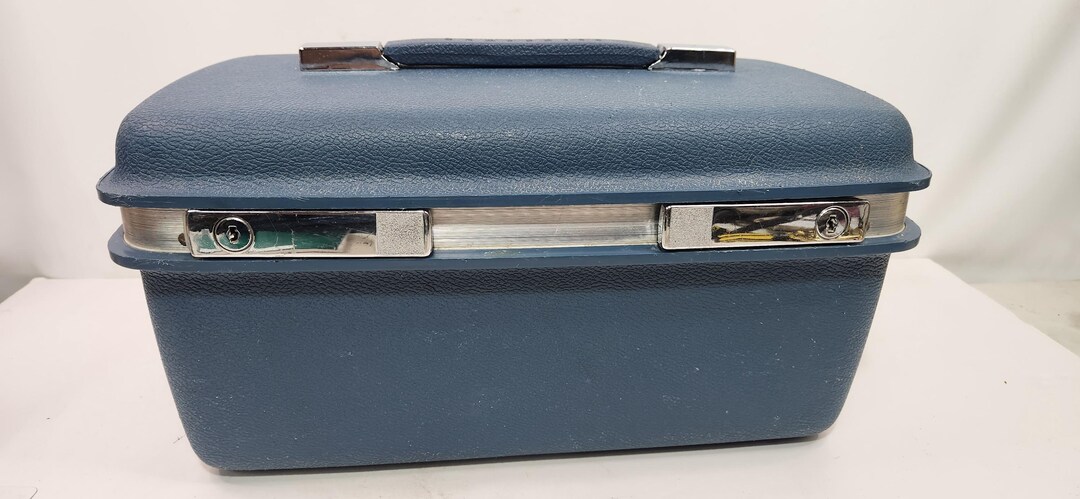 1970s Vintage Samsonite Train Case Blue Top Handle Hard Case Travel ...