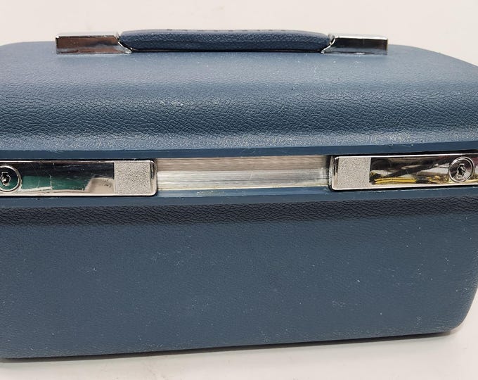1970s Vintage Samsonite Train Case Blue Top Handle Hard Case Travel ...