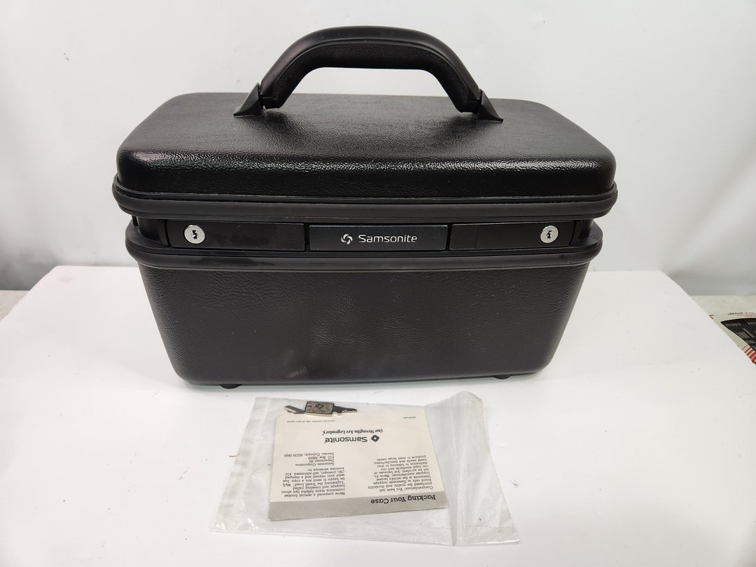 1970s Vintage Samsonite Train Case Black Top Handle Hard Case Travel ...