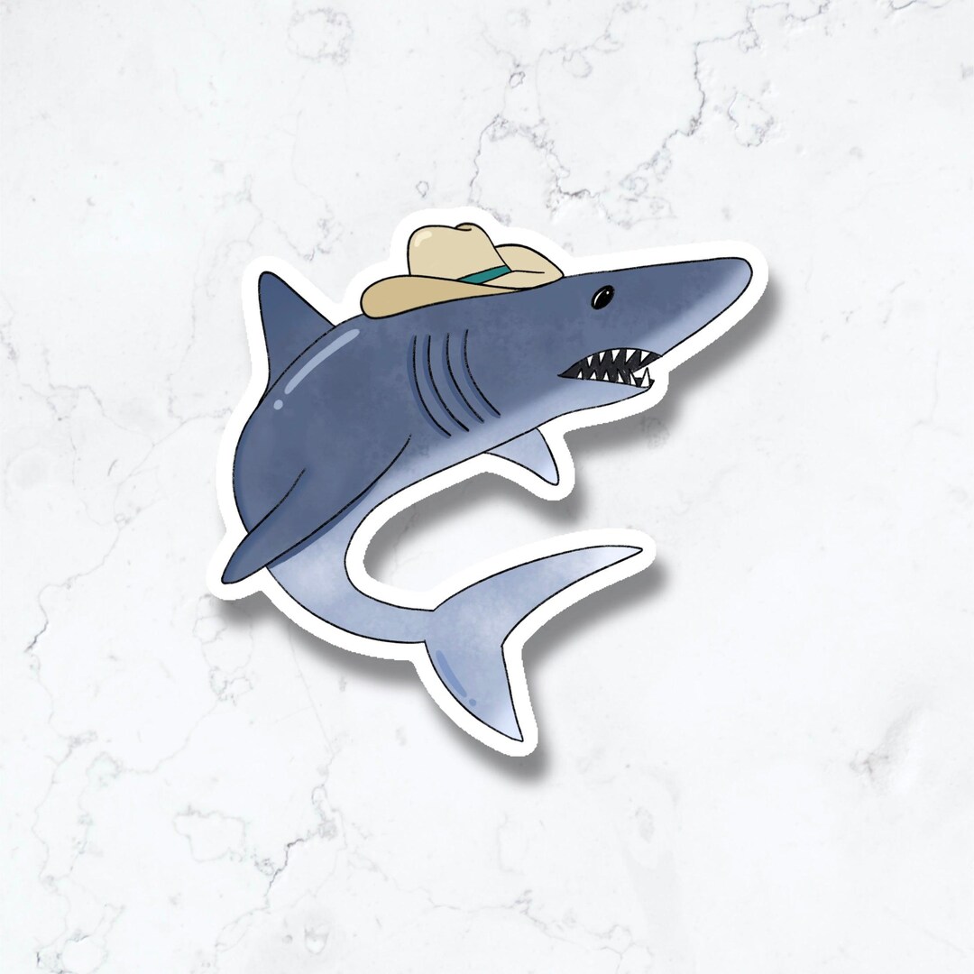 Cowboy Shark Sticker - Etsy