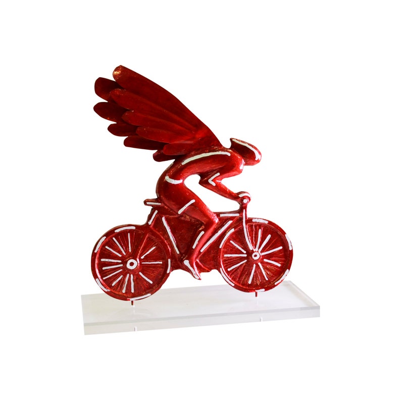 Bicycle Angel Rider Sculpture.casted Bronze,enamel Colors, Perspex ...