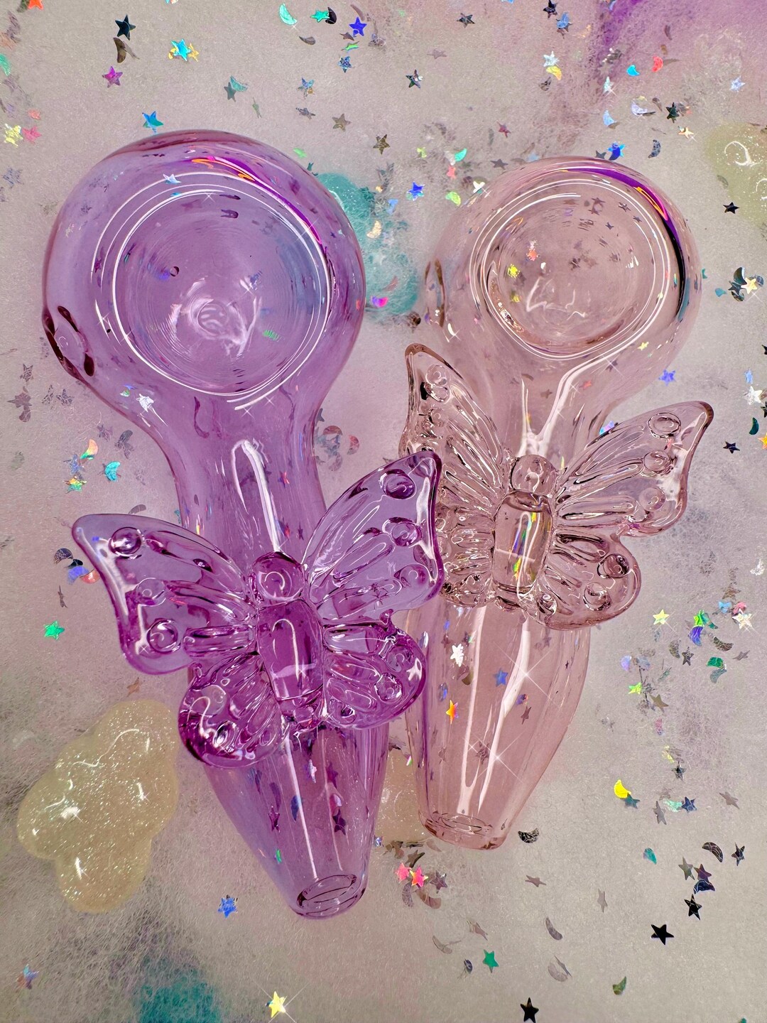 Purple Butterfly Handmade Glass Pipe, Pink Butterfly Glass Pipe, Girly ...