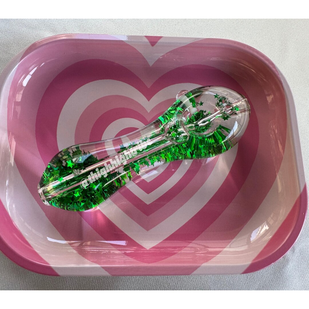 Girly Glitter Smoking Pipe & Pink Heart Rolling Tray Set | Cute Gift ...