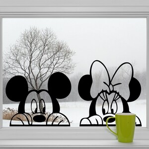 Removable Mickey Mouse & Minnie Mouse Peeking Wall Window Home - Etsy