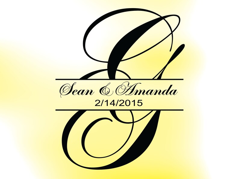 Wedding Custom Monogram Bride & Groom Name Date Digital - Etsy