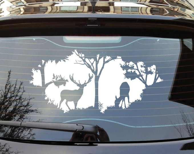 Forrest Opening Deer Trees Nature All Weather Waterproof Auto Hood ...