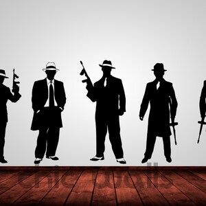 Mobster Gangster Mafia Machine Gun Silhouette Removable Wall - Etsy