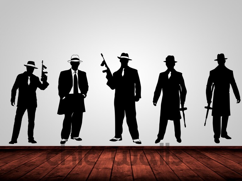 Mobster Gangster Mafia Machine Gun Silhouette Removable Wall | Etsy