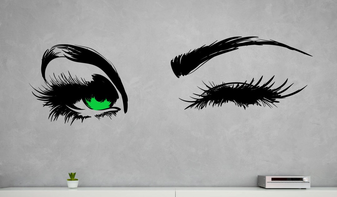 Beautiful Eyes Winking Removable Wall Art Decor Decal Vinyl Sticker ...