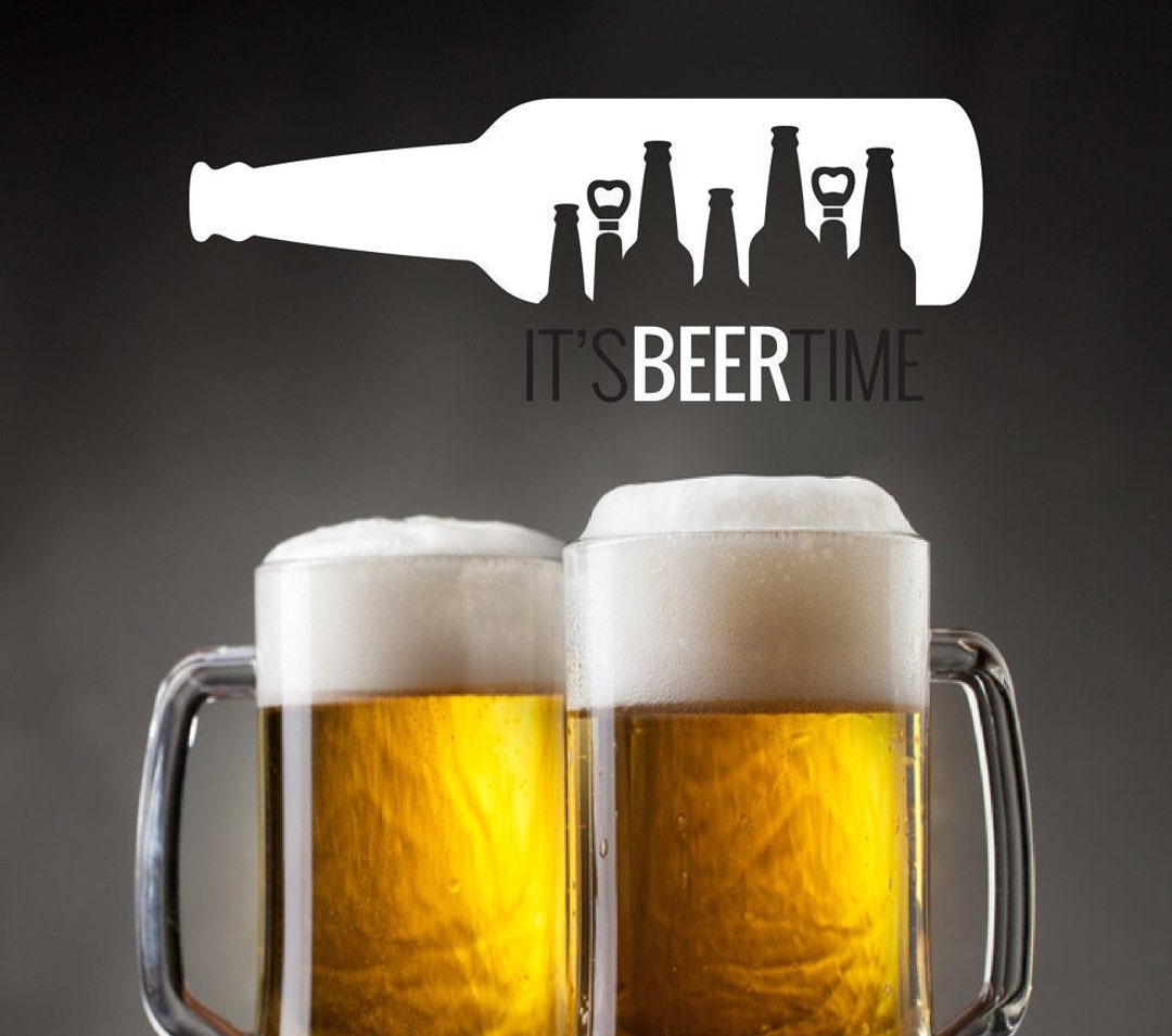 IT'S BEER TIME Removable Beer Bottle Silhouette Wall Refrigerator ...